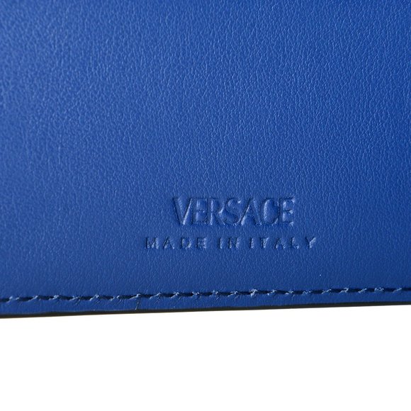 Versace | Bags | Versace Mens Royal Blue 0 Leather Gold Medusa Bifold ...
